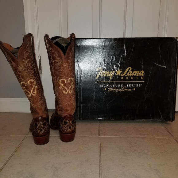 Tony Lama | Shoes | Tony Lama Cognacnatural Hearts Scroll Boots | Poshmark